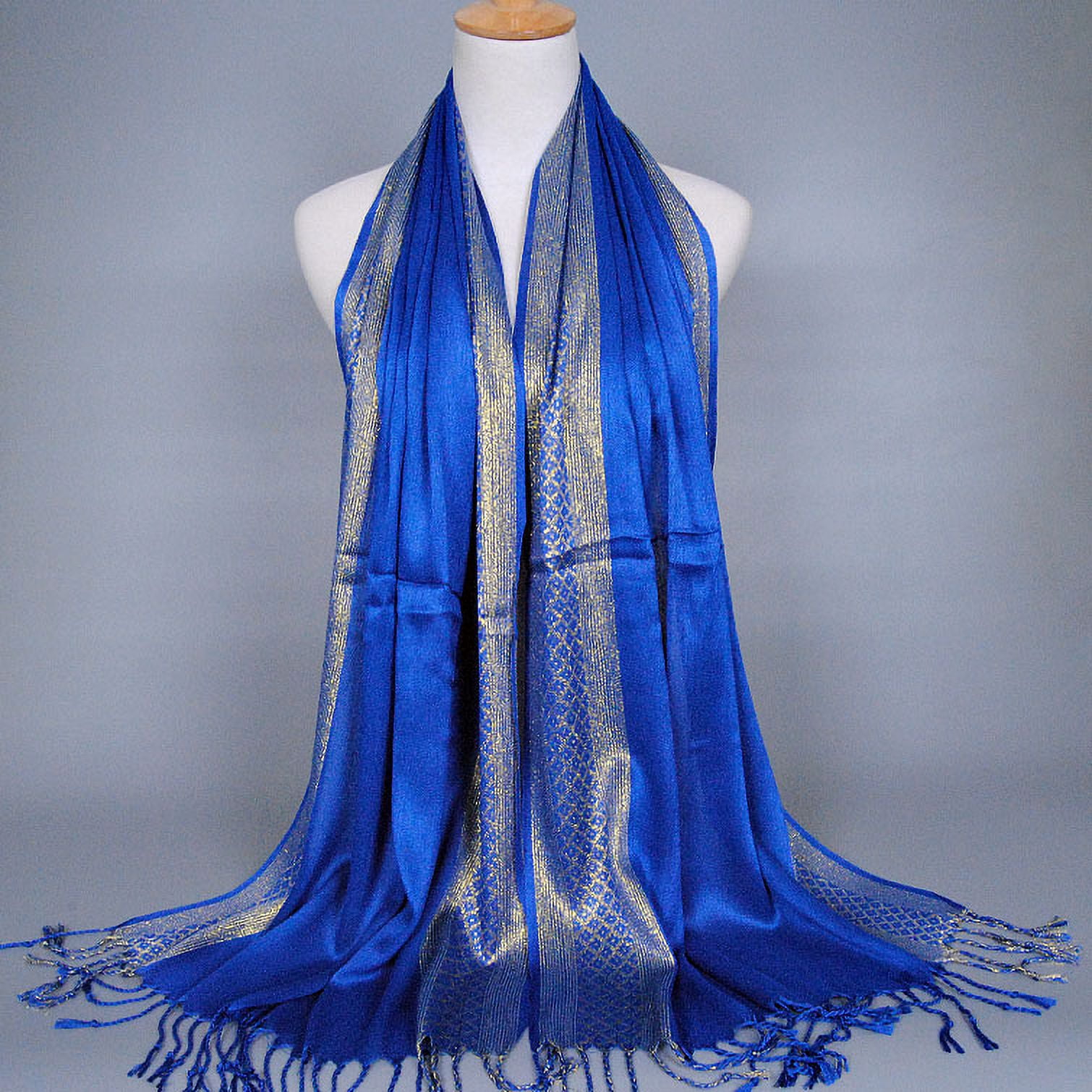 ML Luxury Brand Women Gold Cotton Solid Color Muslim Head Scarf Shawls ...
