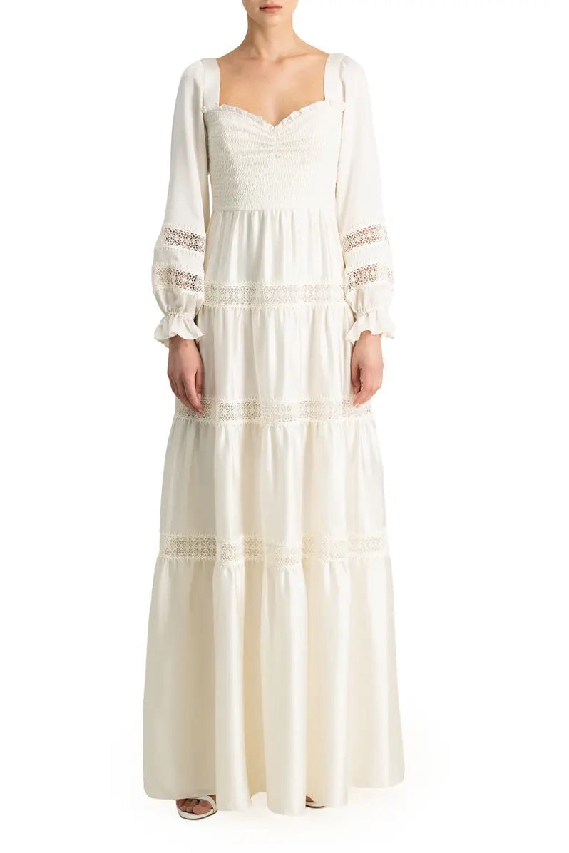 ML Monique Lhuillier Sweetheart Neck Long Sleeve Zipper Back A-Line ...