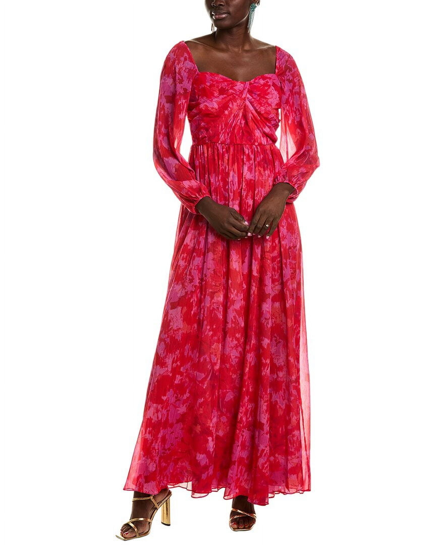 ML Monique Lhuillier womens Emery Chiffon Maxi Dress, 6, Red - Walmart.com
