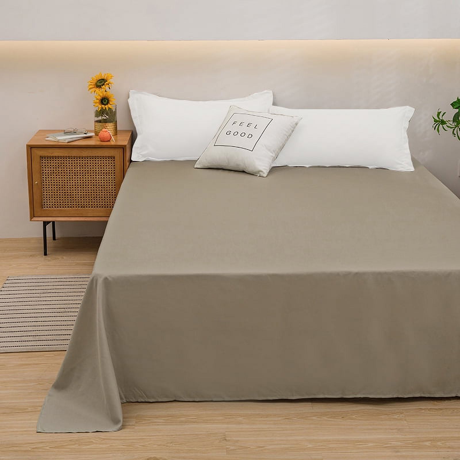 ML Solid color double bed sheets 2 people Single bed linen Queen king ...