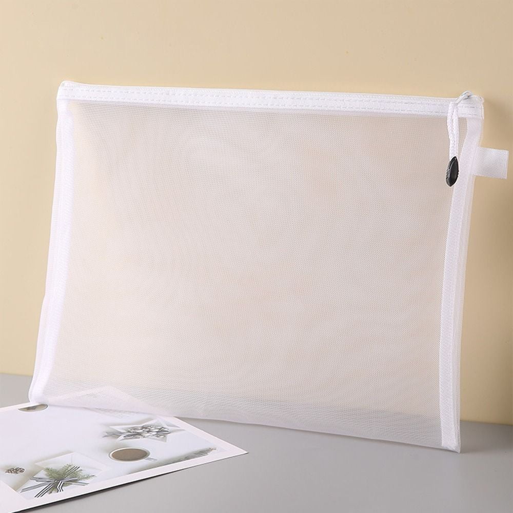 ML Transparent File Folders Nylon Mesh Bag Convenient Zipper Student ...