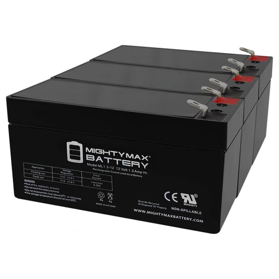 ML1.3-12 - 12 VOLT 1.3 AH SLA BATTERY - PACK OF 3 - Walmart.com
