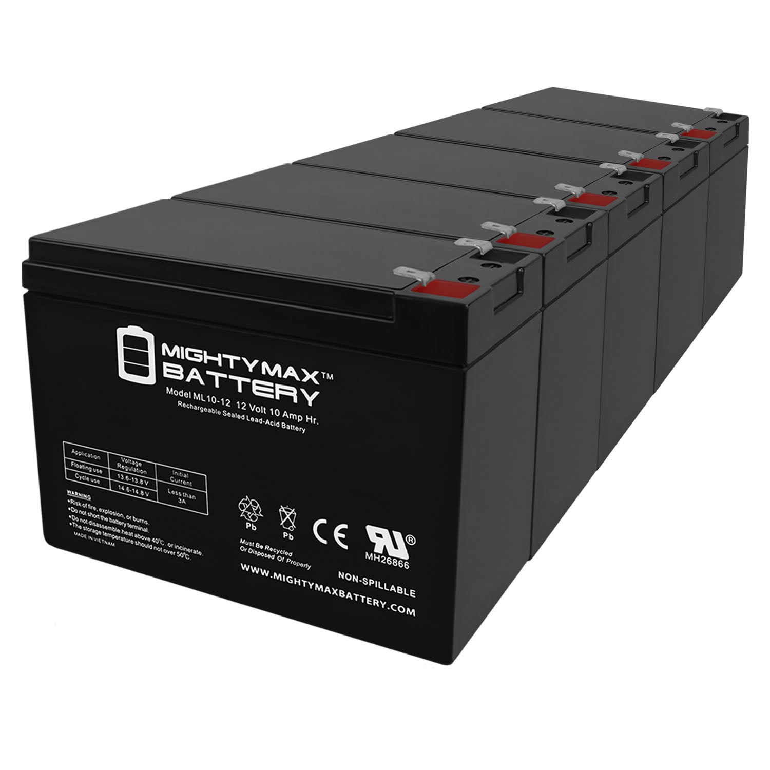 ML10-12 - 12V 10AH Scooter Battery Replaces Tempest TR10-12, TR1012 MK ES10-12S - 5 Pack ...