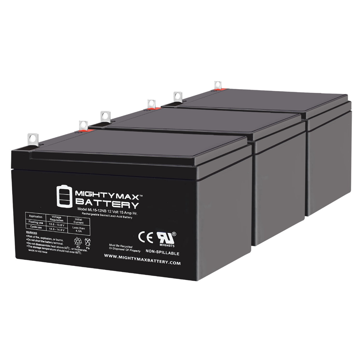 ML15-12NB 12V 15AH Replacement Battery Compatible with 6-DZM-12 UPS APC ...