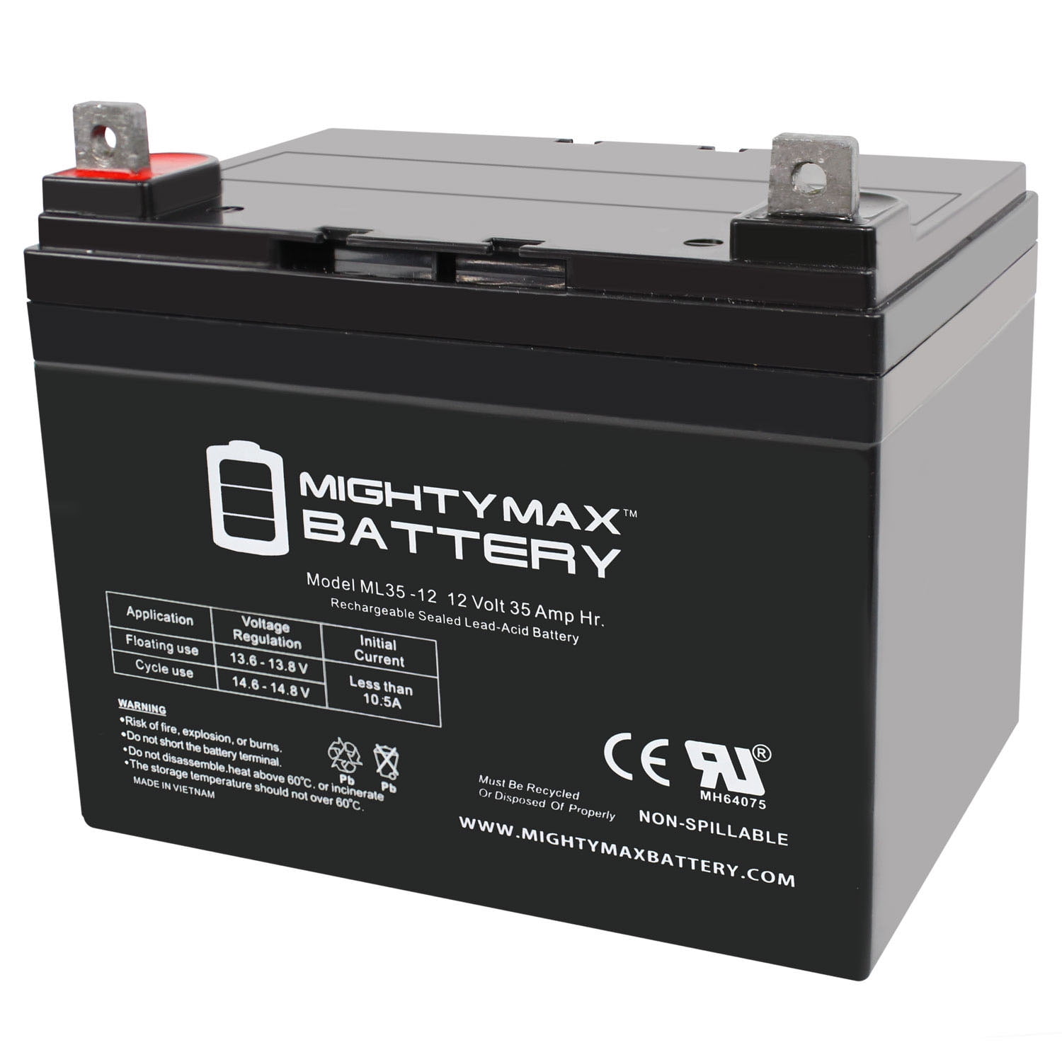 ML35-12 - 12V 35AH U1 Deep Cycle AGM Solar Battery Replaces 33Ah, 34Ah ...