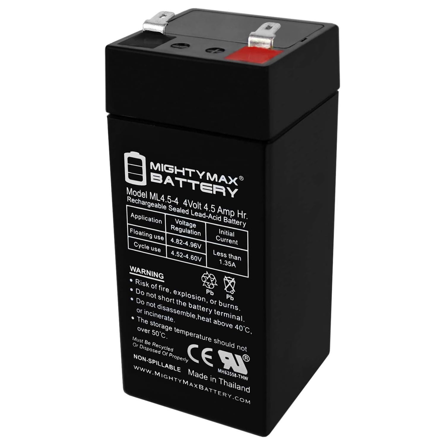 Ml4 5 4 4 Volt 4 5 Ah F1 Terminal Rechargeable Sla Agm Battery