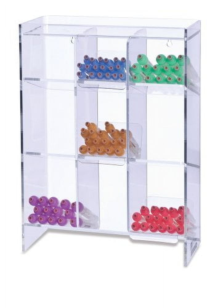 ML7100 Clear Acrylic Tube Rack with 9 Compartments, 16" H x 12" W x 5.5 ...