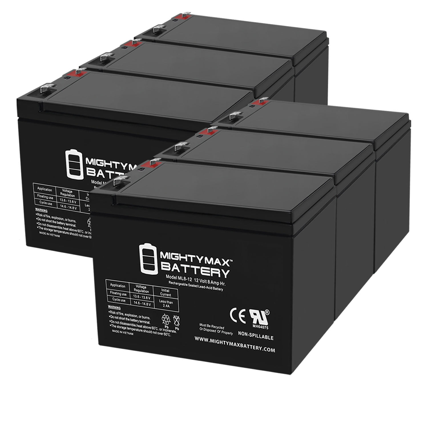 ML8-12 - 12V 8AH Replacement for GT12080-HG FiOS Systems Battery - 6 ...