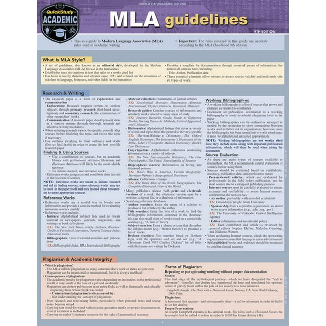 MLA Guidelines - 9th Edition : a QuickStudy Laminated Style Reference Guide (Edition 9) (Other ...