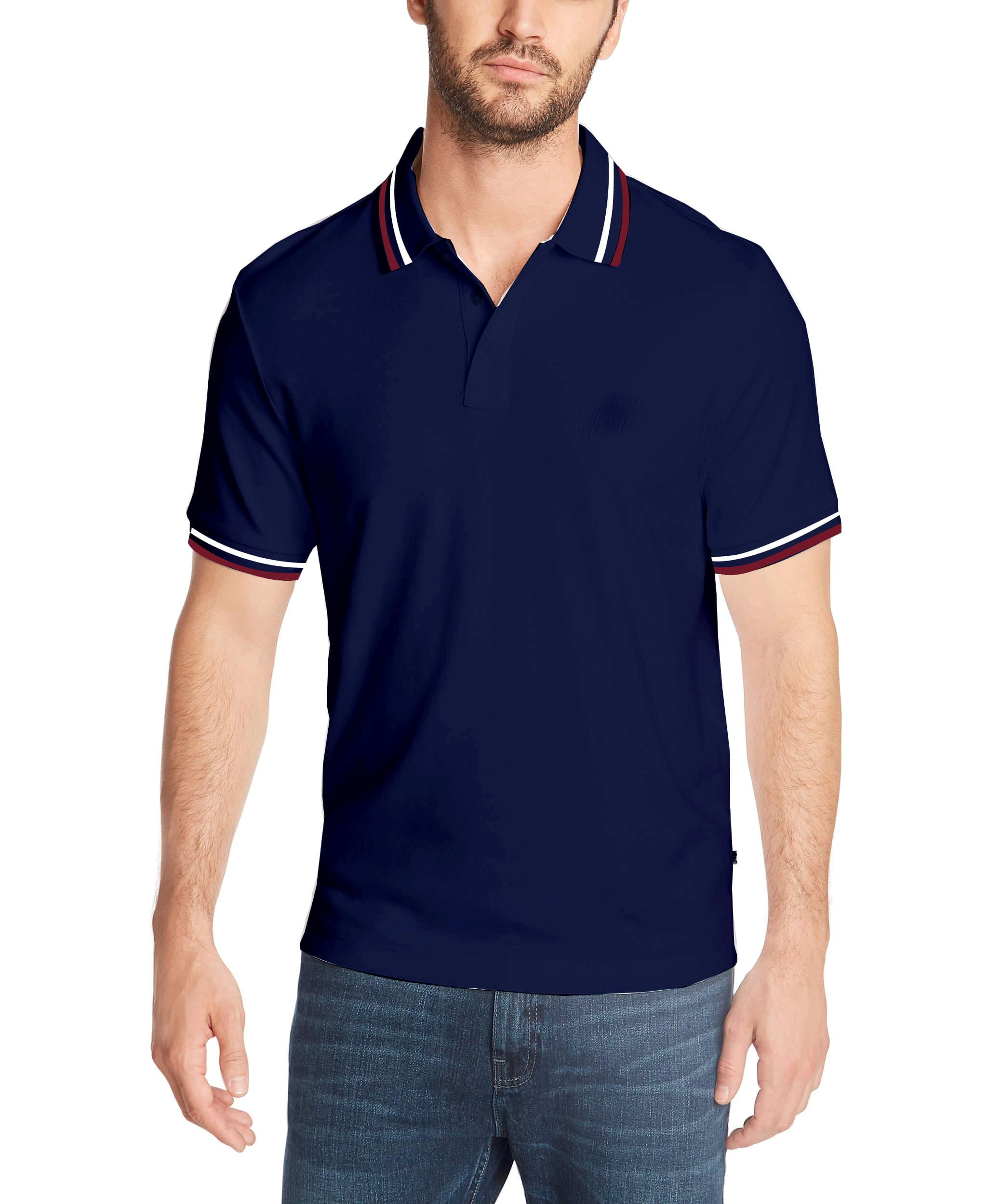 MLANM Men's Classic Fit Short Sleeve Dual Tipped Collar Polo Shirt, S ...