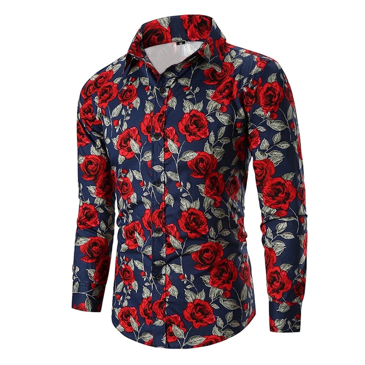 MLANM Men's Hawaiian Floral Shirts Cotton Linen Button Down Tropical ...