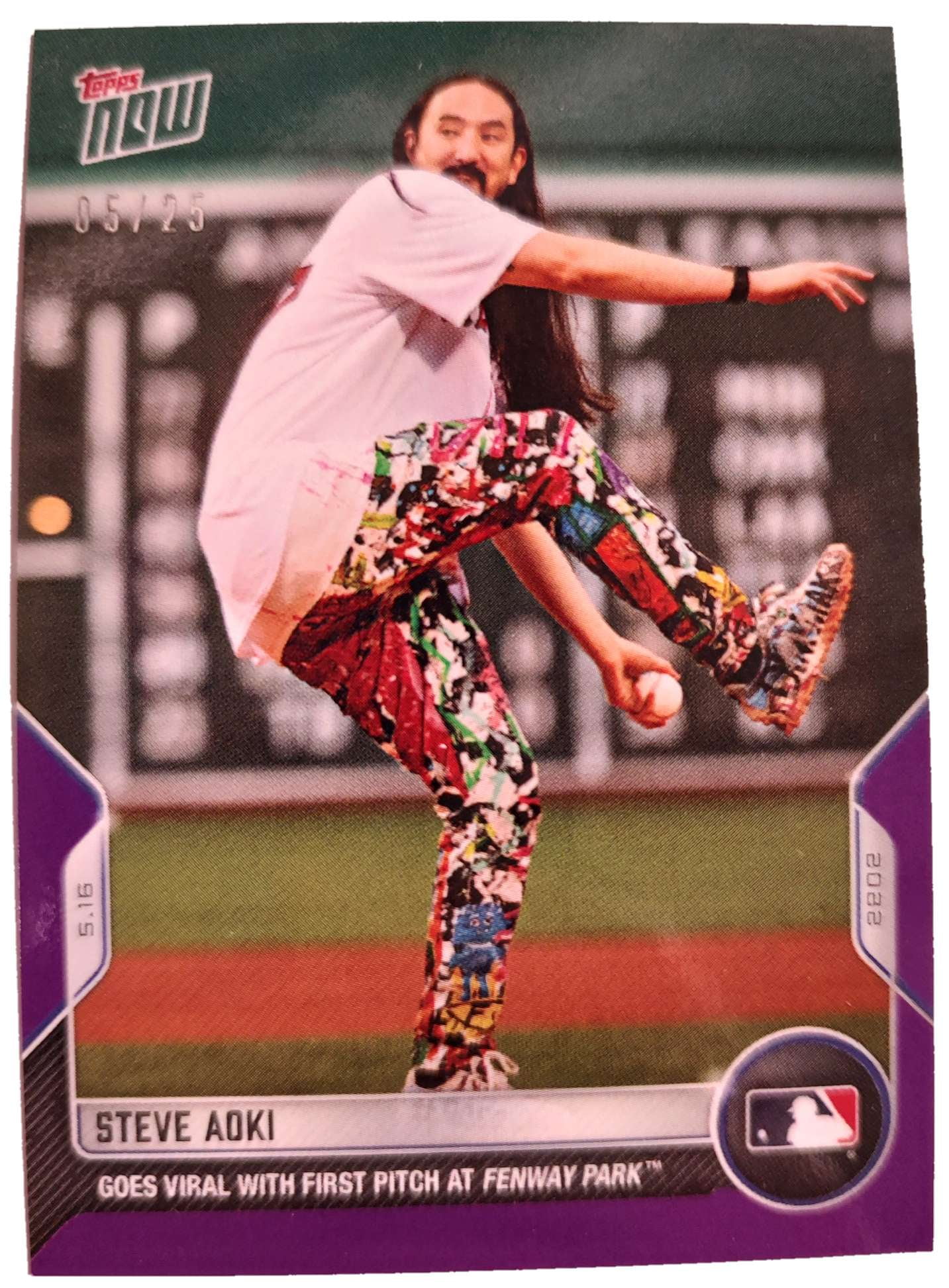 MLB 2022 Steve Aoki Trading Card (Purple (5/25), Goes Viral With First Pitch at Fenway Park ...