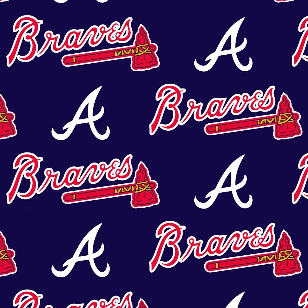MLB Atlanta Braves 58" 100% Cotton Sports Logo Craft Fabric By the Yard ...