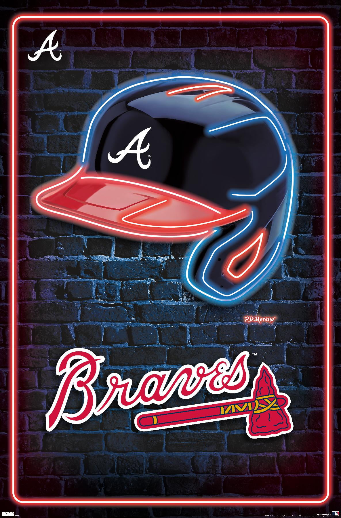 MLB Atlanta Braves - Neon Helmet 23 Wall Poster, 22.375" x 34 ...