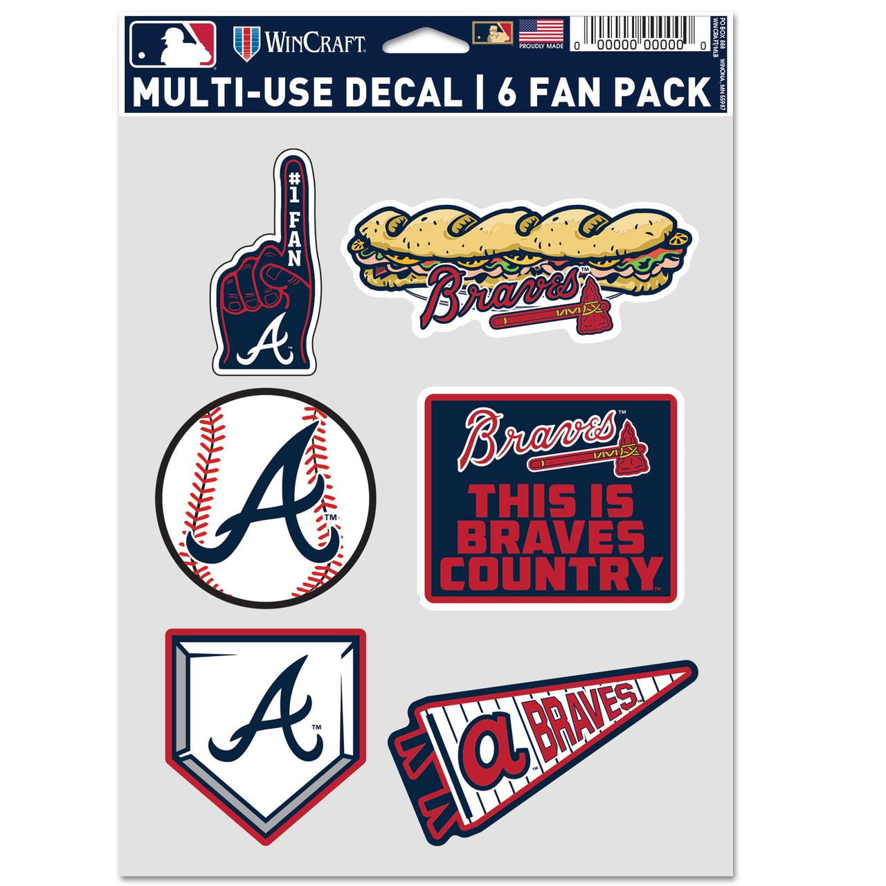 WinCraft MLB Atlanta Braves Team Vinyl Decal Pack 5.5 x 7.75 Multi ...