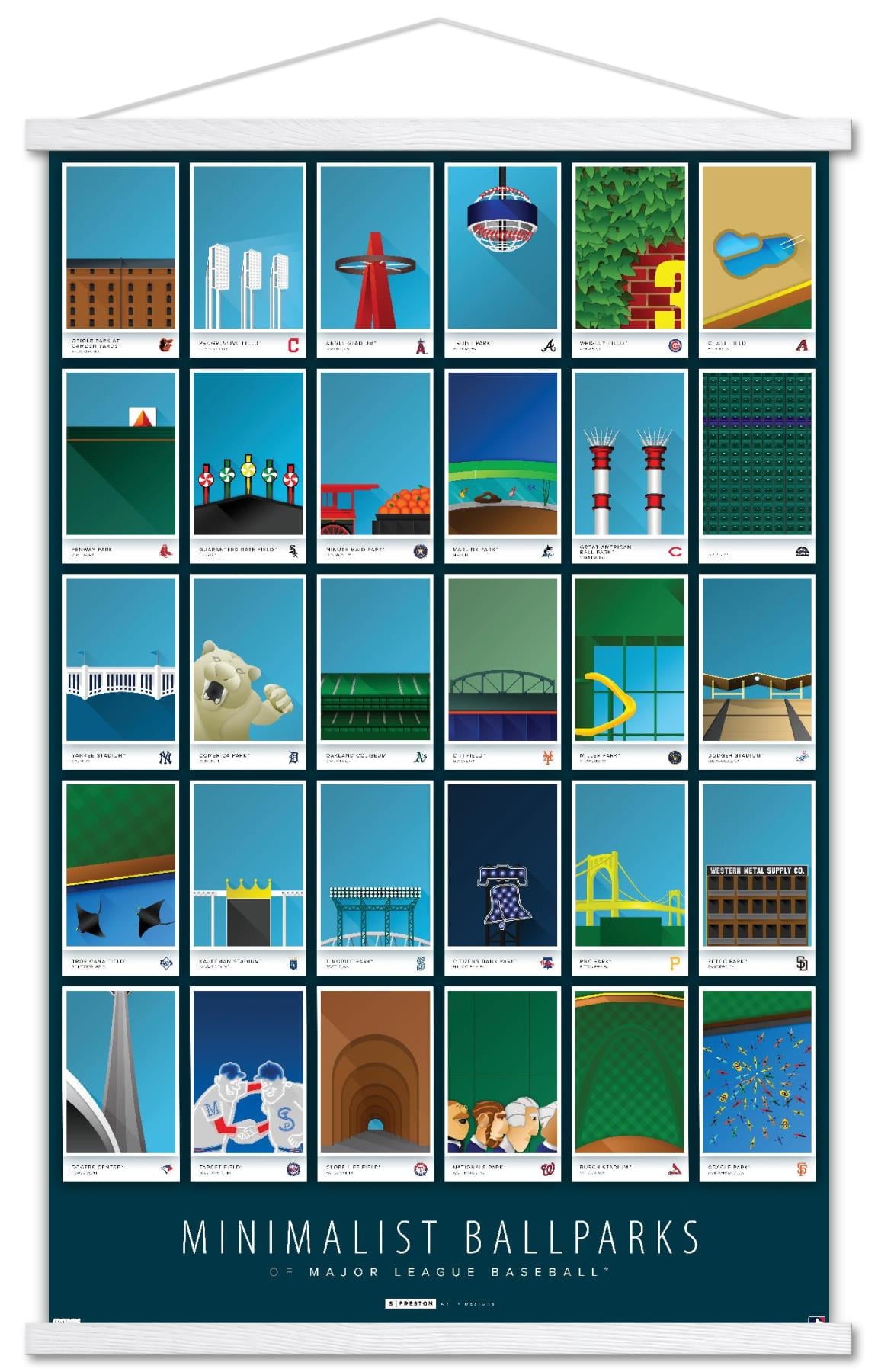MLB Ballpark - S. Preston Wall Poster with Wooden Magnetic Frame, 22. ...