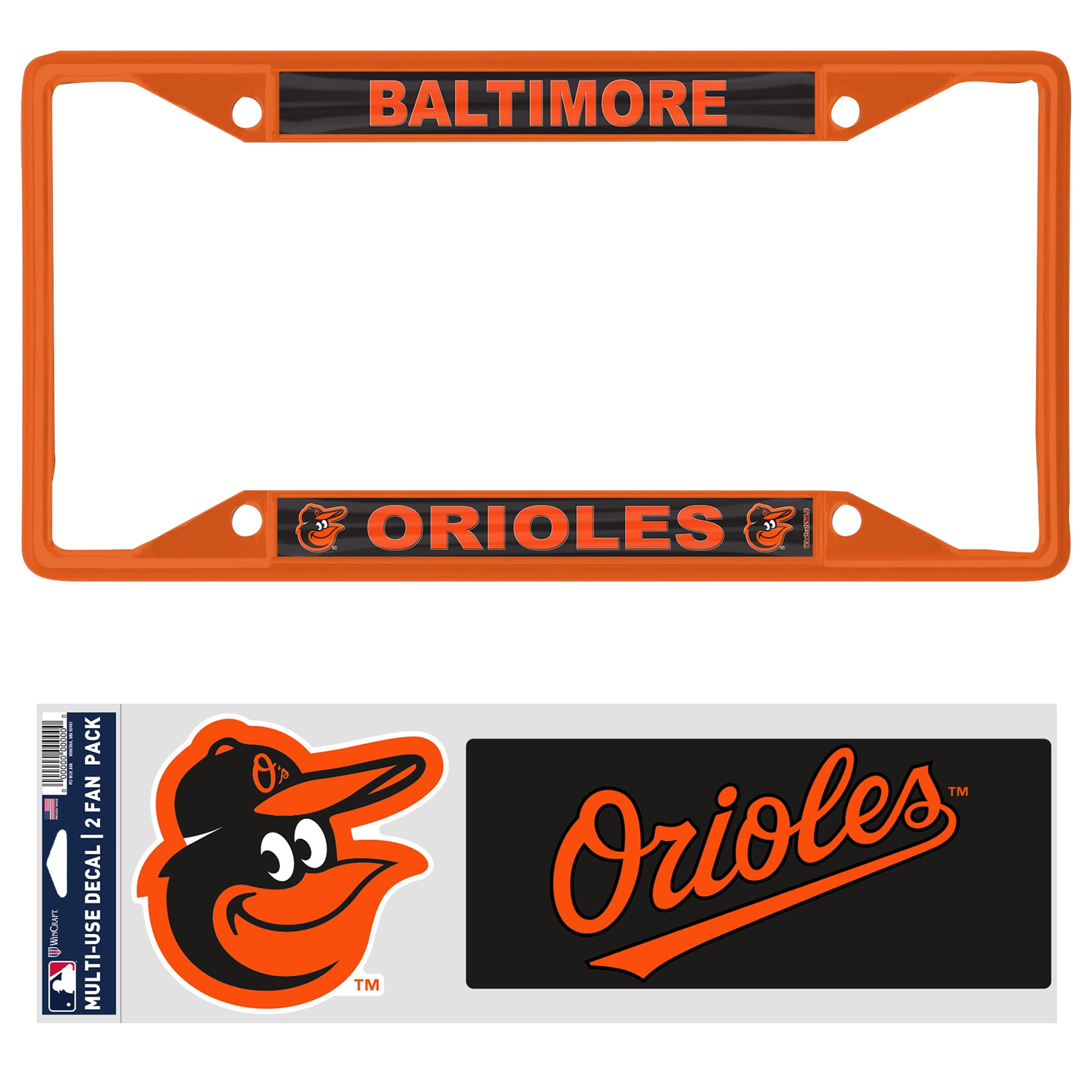 MLB Baltimore Orioles Team Colored Metal License Plate Frame with Multi ...