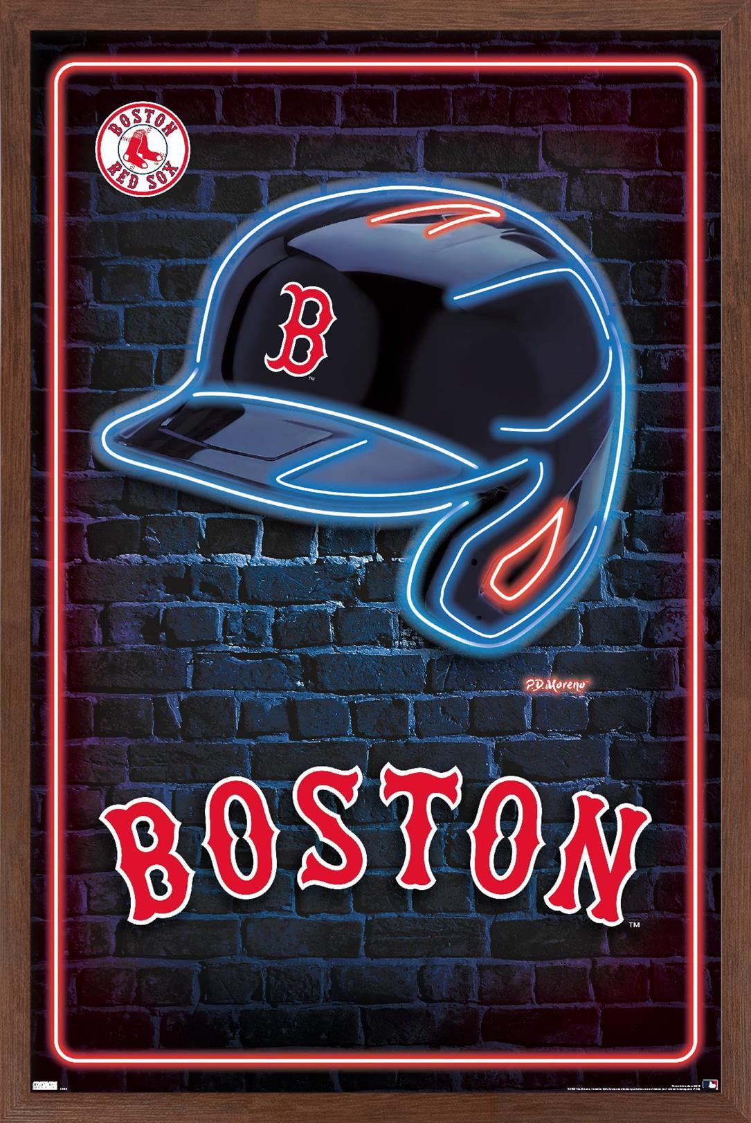 MLB Boston Red Sox - Neon Helmet 23 Wall Poster, 22.375" x 34" Framed ...