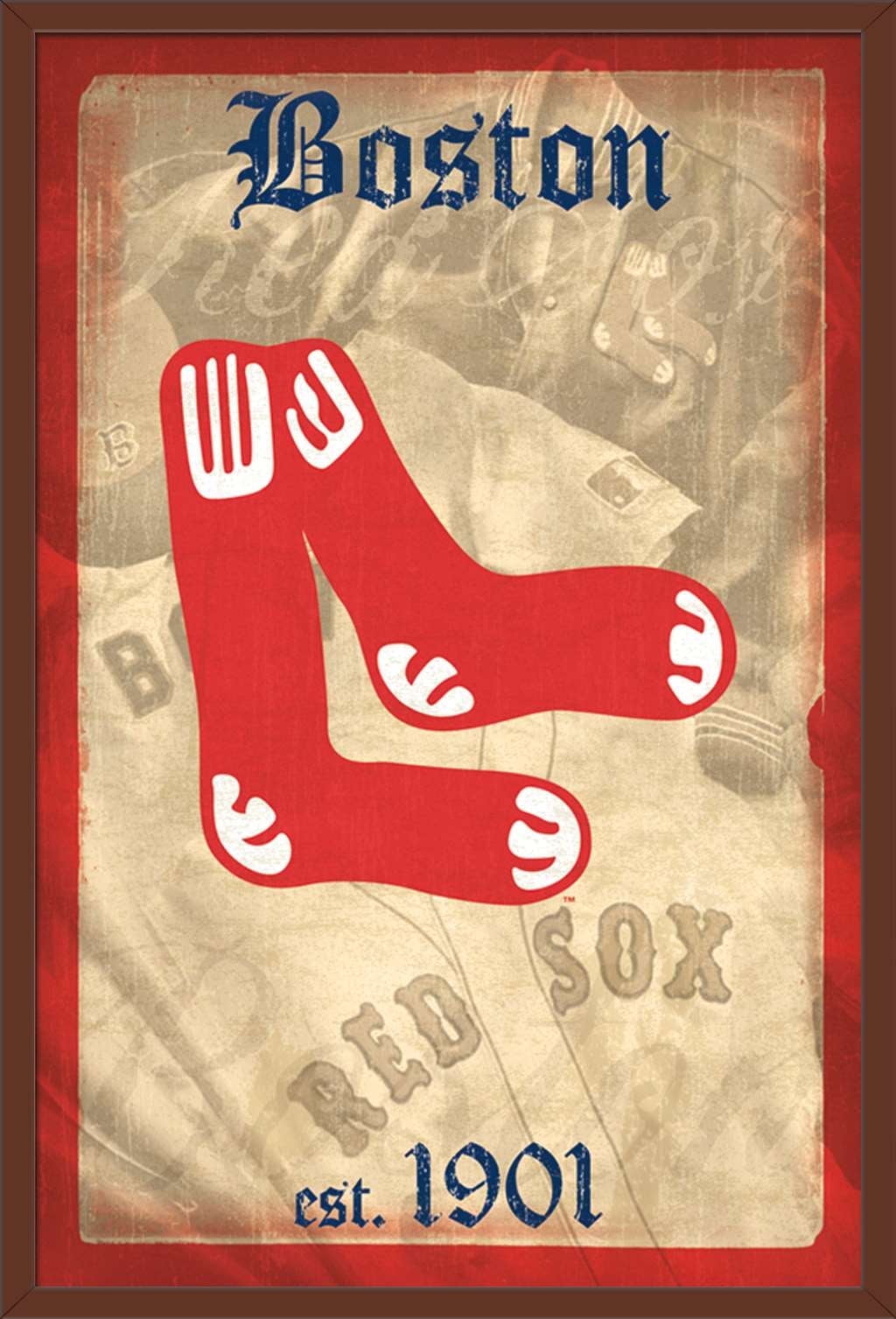 MLB Boston Red Sox - Retro Logo 14 Wall Poster, 22.375" x 34", Framed ...