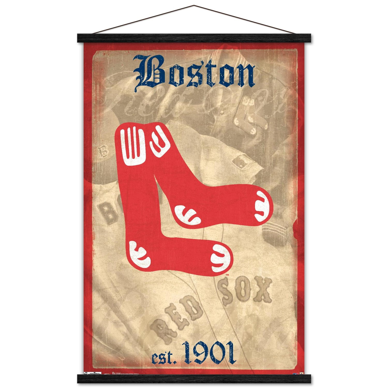 MLB Boston Red Sox - Retro Logo 14 Wall Poster with Wooden Magnetic ...