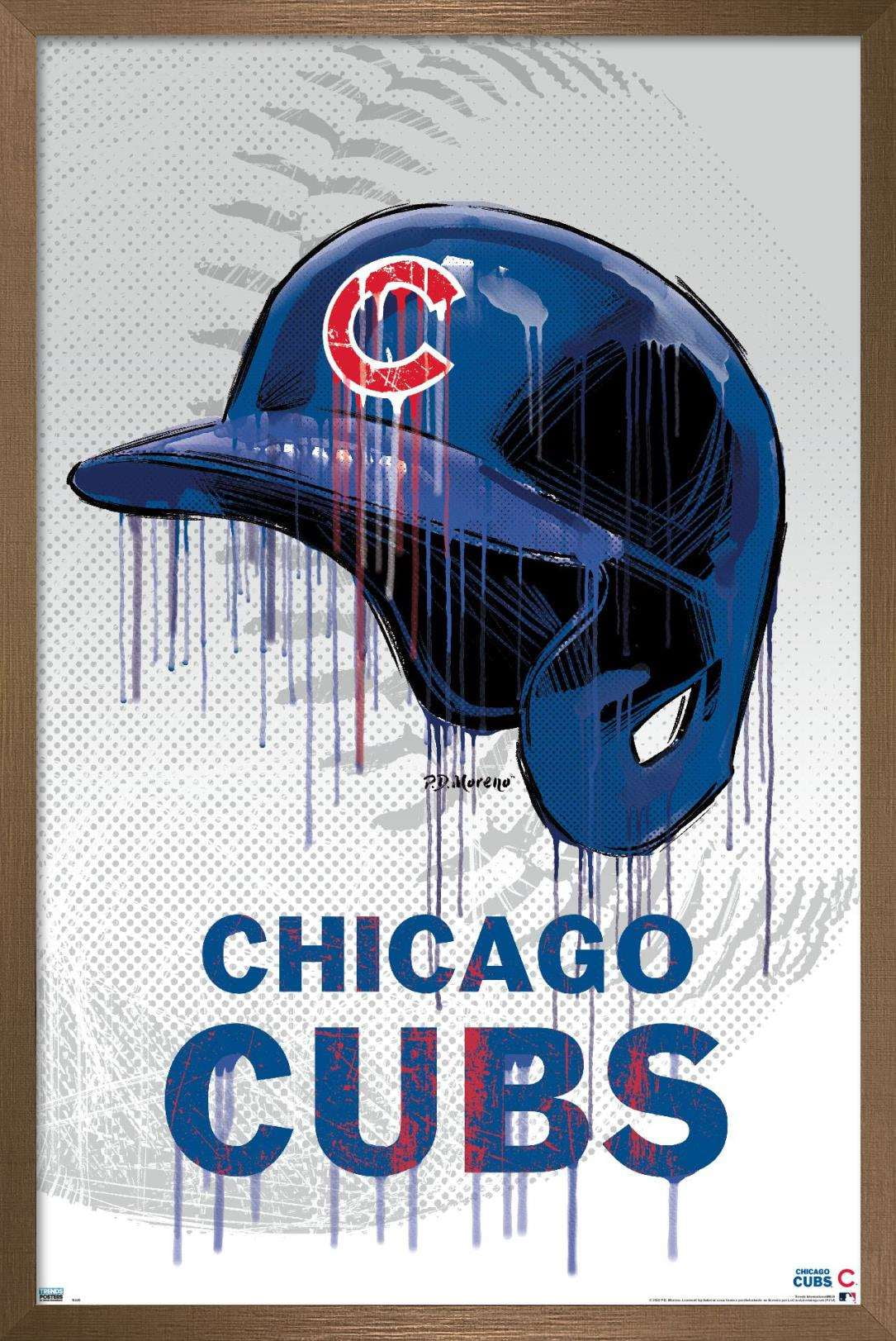 MLB Chicago Cubs - Drip Helmet 20 Wall Poster, 22.375" x 34", Framed ...