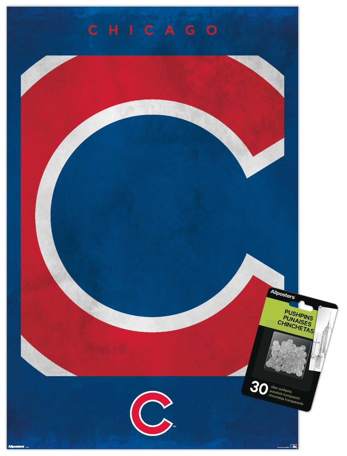 MLB Chicago Cubs - Logo 25 Wall Poster with Push Pins, 14.725" x 22.375" - Walmart.com