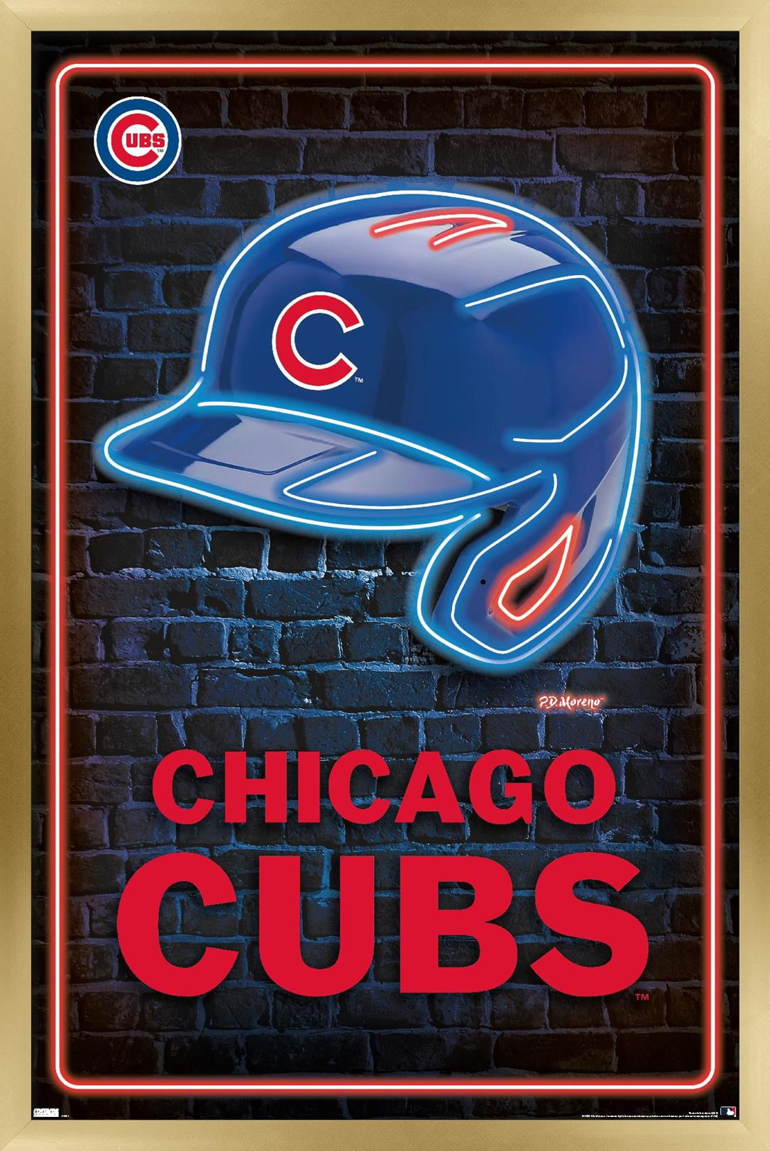 MLB Chicago Cubs - Neon Helmet 23 Wall Poster, 22.375" x 34" Framed ...