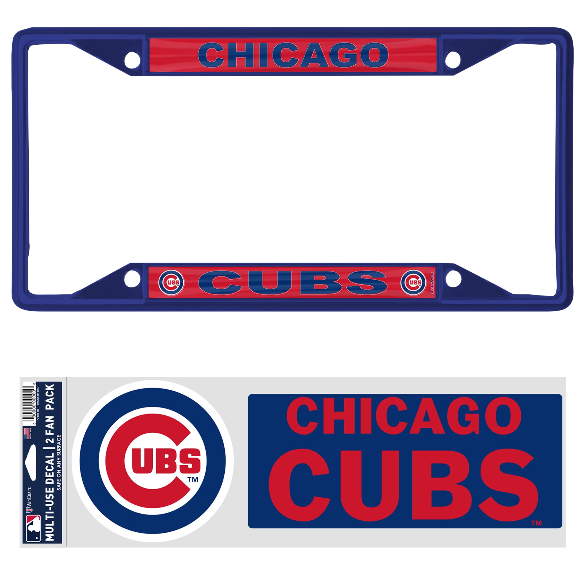MLB Chicago Cubs Team Colored Metal License Plate Frame with Multi Use ...