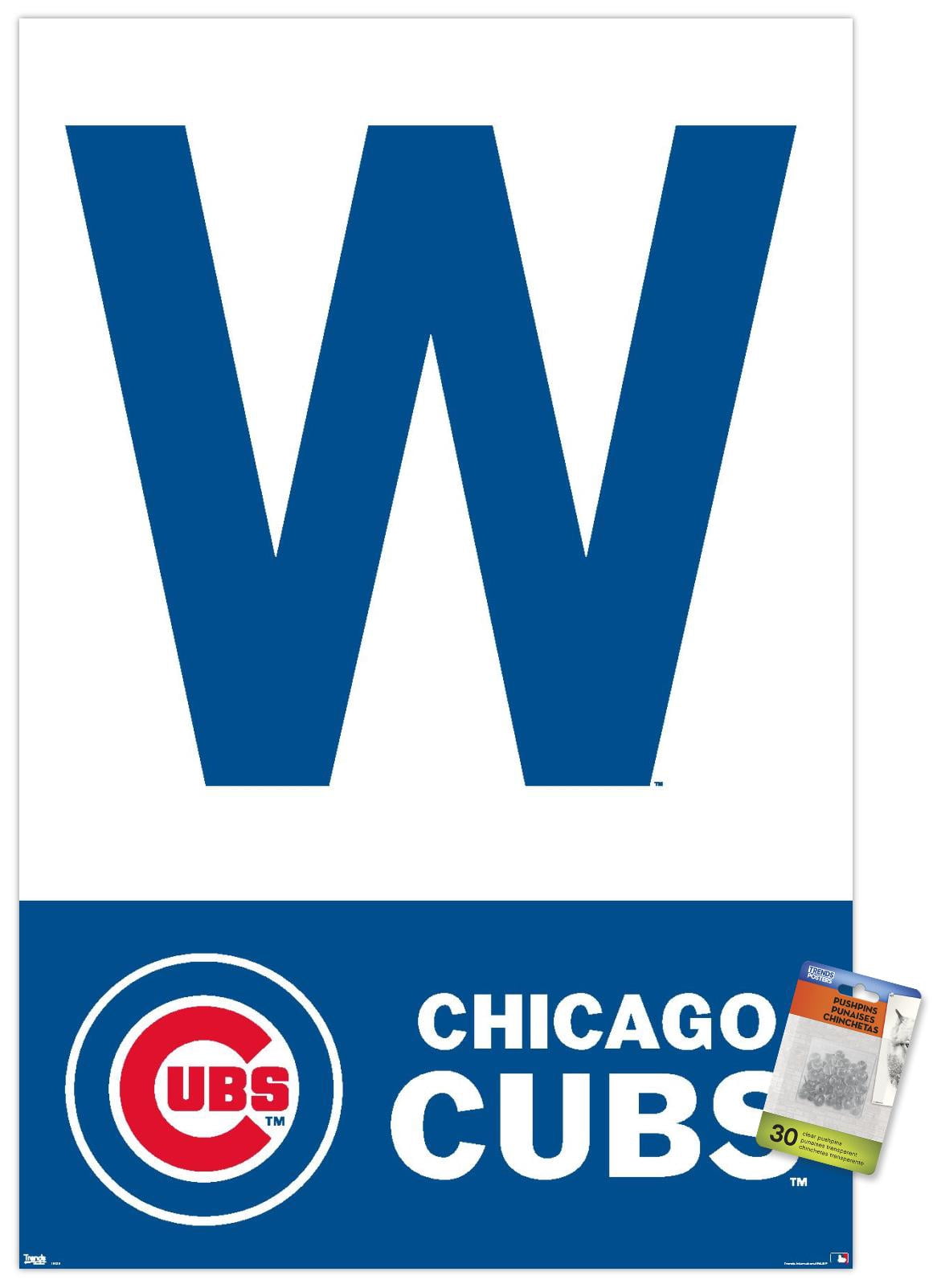 MLB Chicago Cubs - W 16 Wall Poster with Push Pins, 22.375" x 34 ...