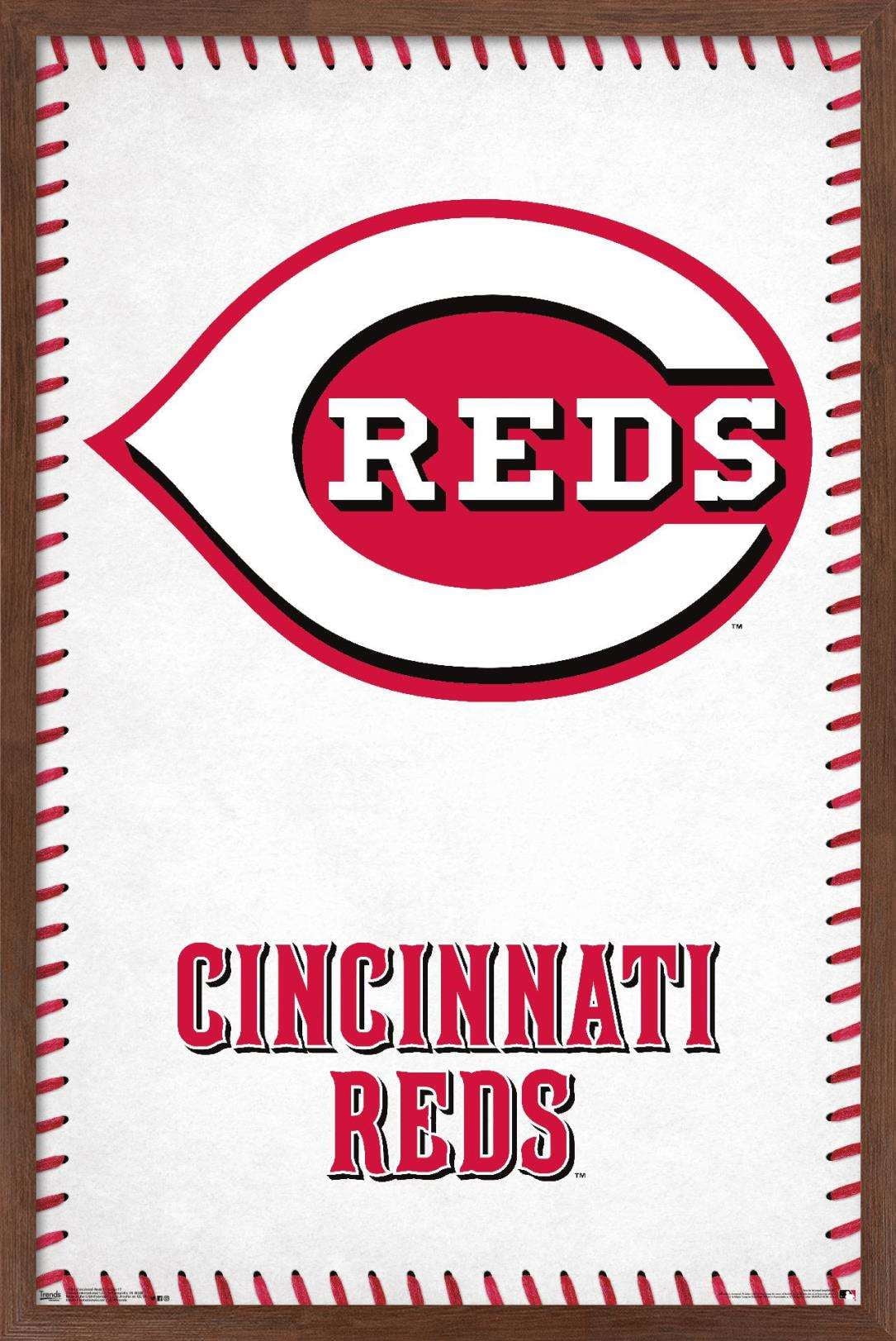 MLB Cincinnati Reds - Logo 17 Wall Poster, 14.725" x 22.375", Framed ...