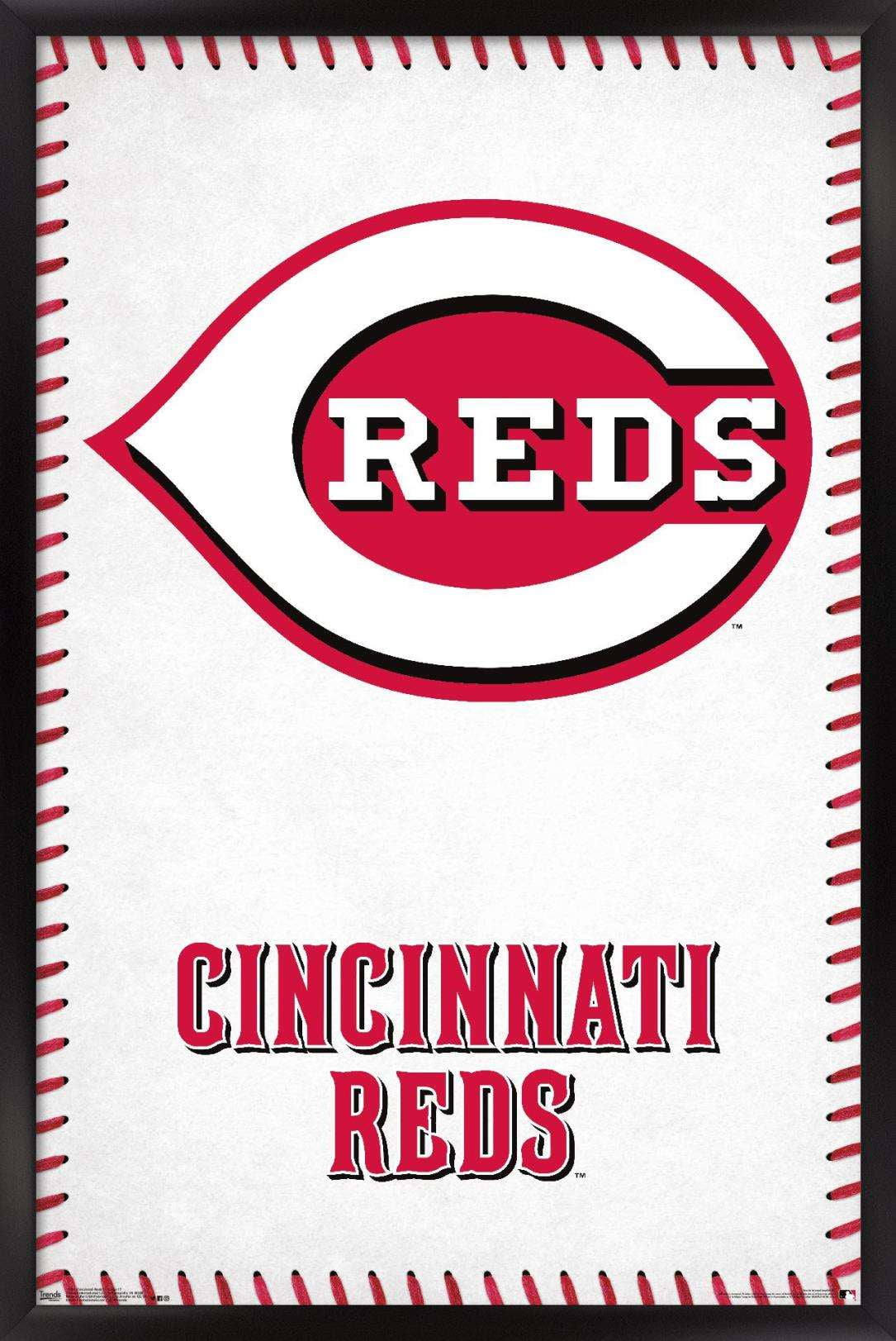 MLB Cincinnati Reds - Logo 17 Wall Poster, 14.725" x 22.375", Framed ...