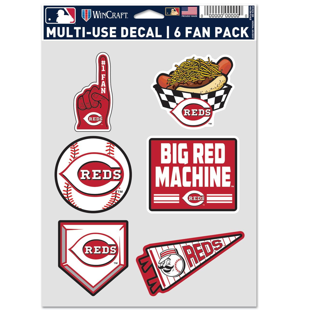 MLB Cincinnati Reds Team 5" x 7.75" Multi Color Vinyl Six Pack Decal ...