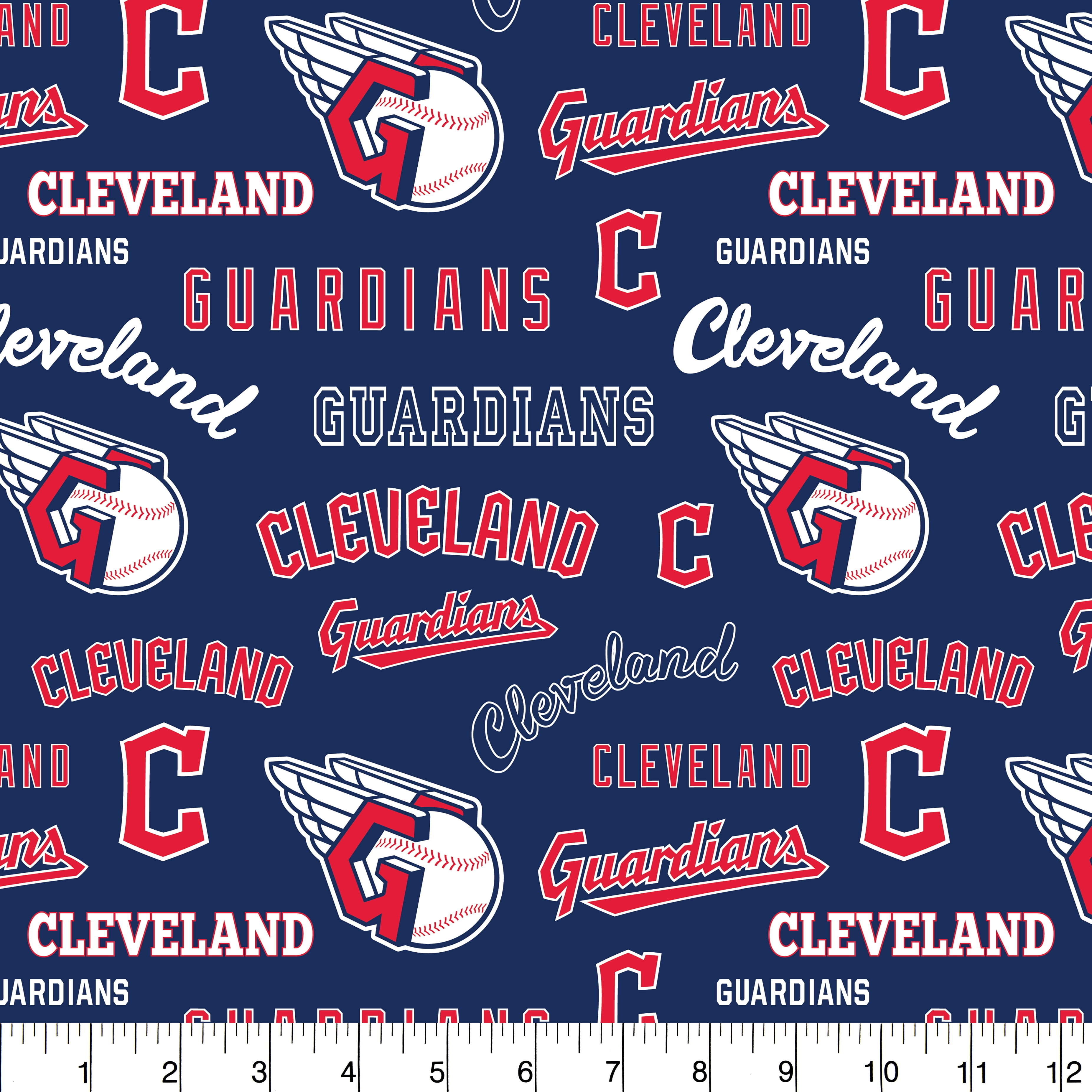 MLB Cleveland Guardians 58" 100% Cotton Sports Logo Craft Fabric By the ...
