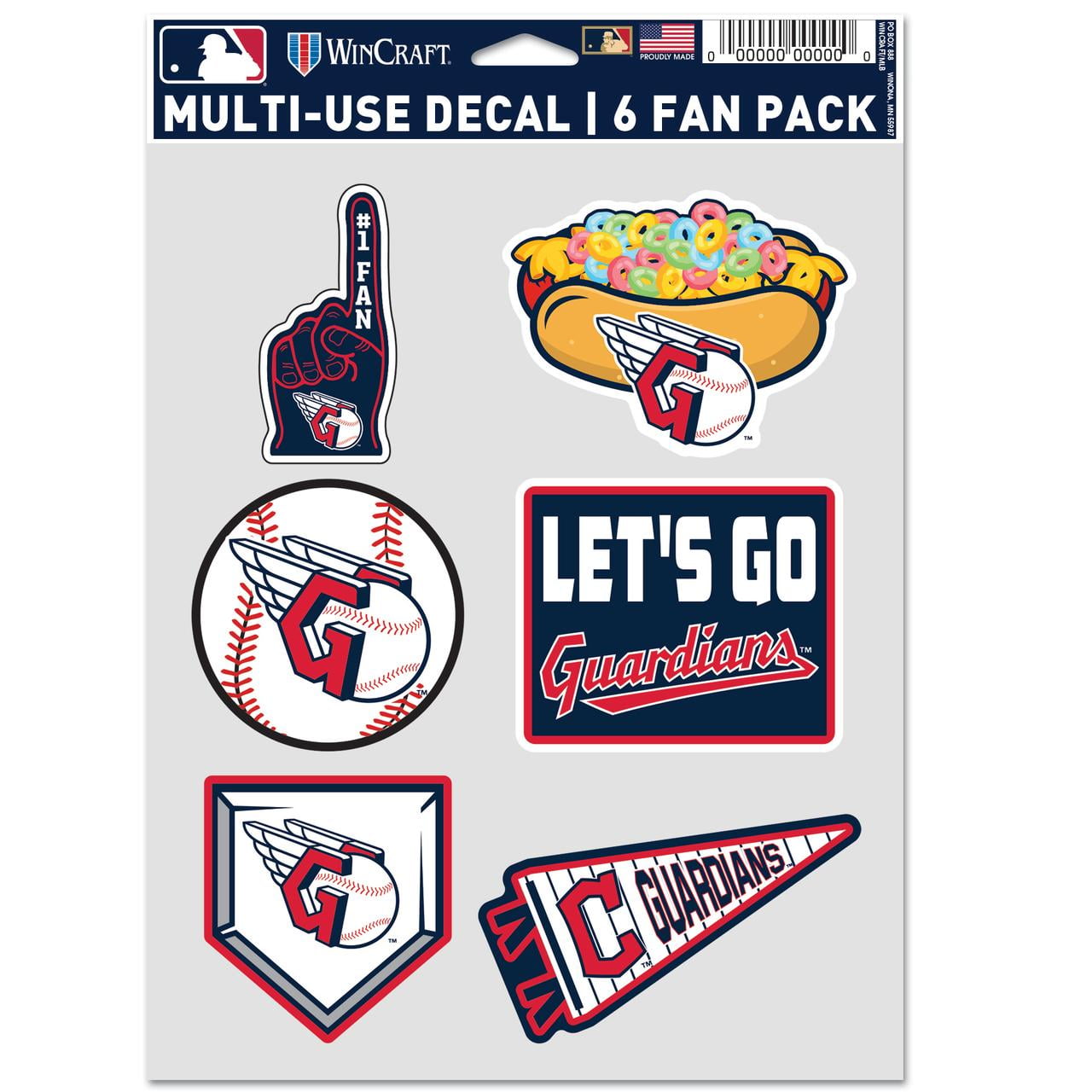 WinCraft MLB Cleveland Guardians 5.5 x 7.75 Multi Color Vinyl Fan Pack ...