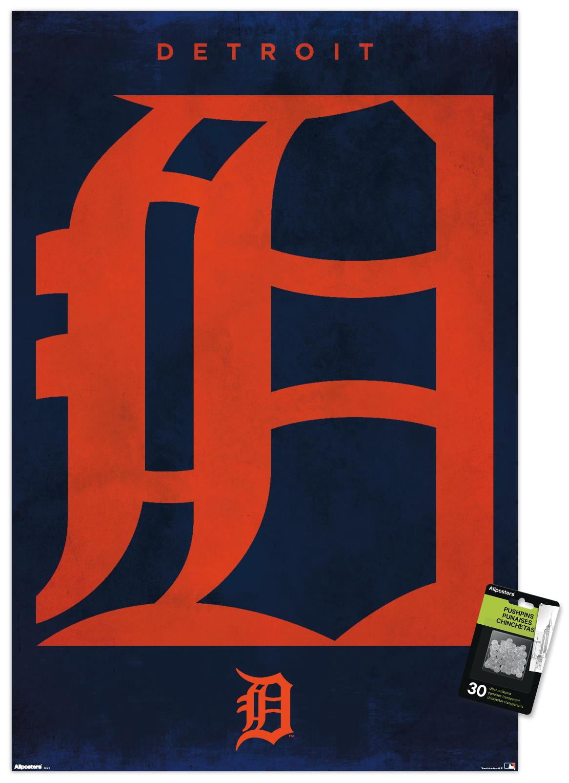 MLB Detroit Tigers - Logo 25 Wall Poster with Pushpins, 22.375" x 34 ...