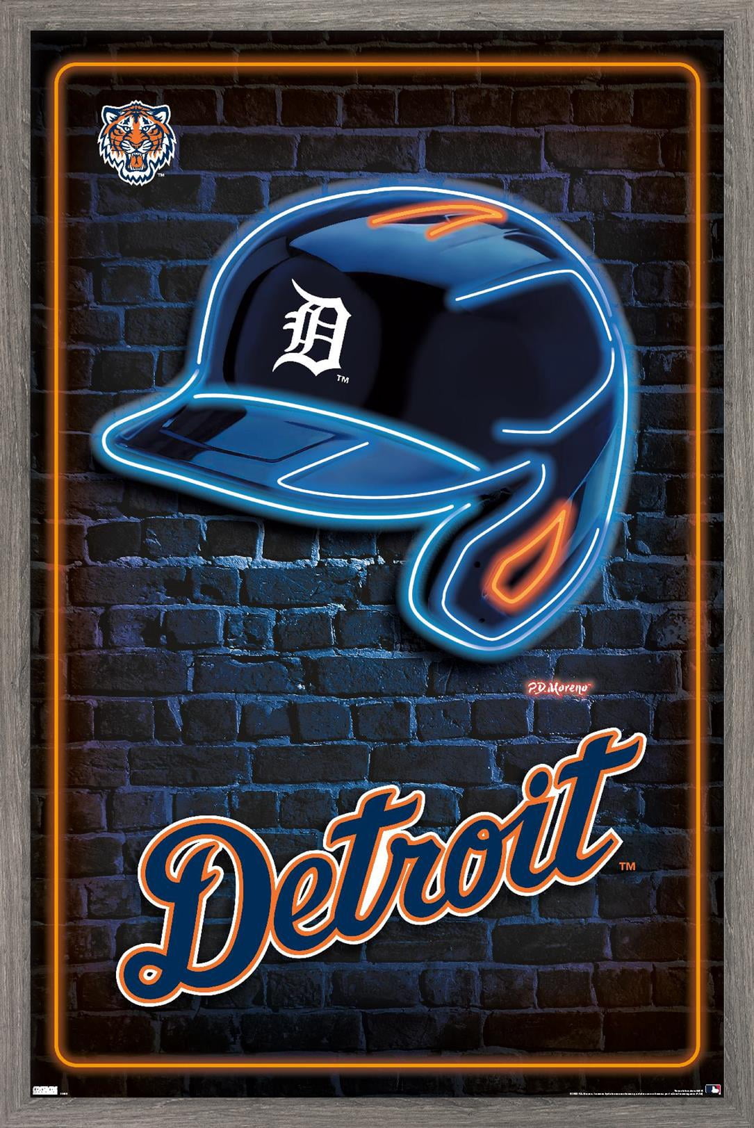 MLB Detroit Tigers - Neon Helmet 23 Wall Poster, 22.375" x 34" Framed ...