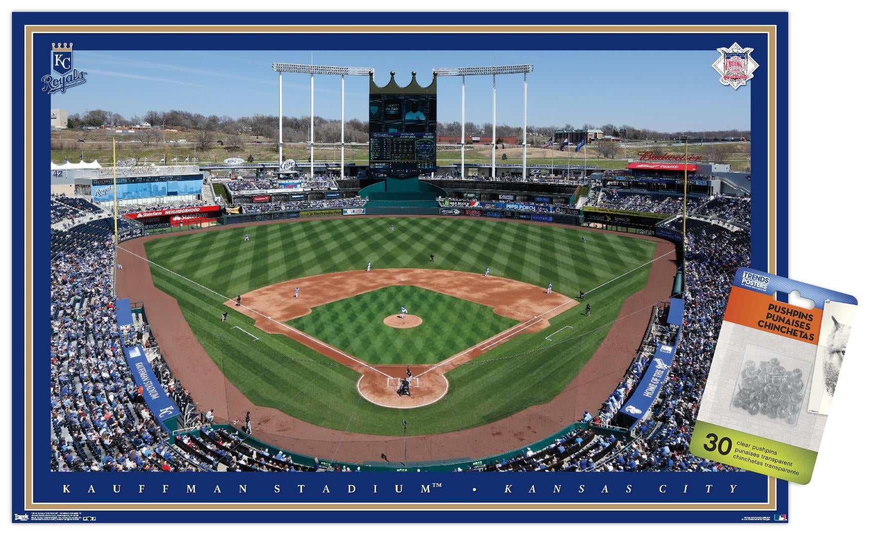 MLB Kansas City Royals - Kauffman Stadium 15 Wall Poster with Push Pins ...