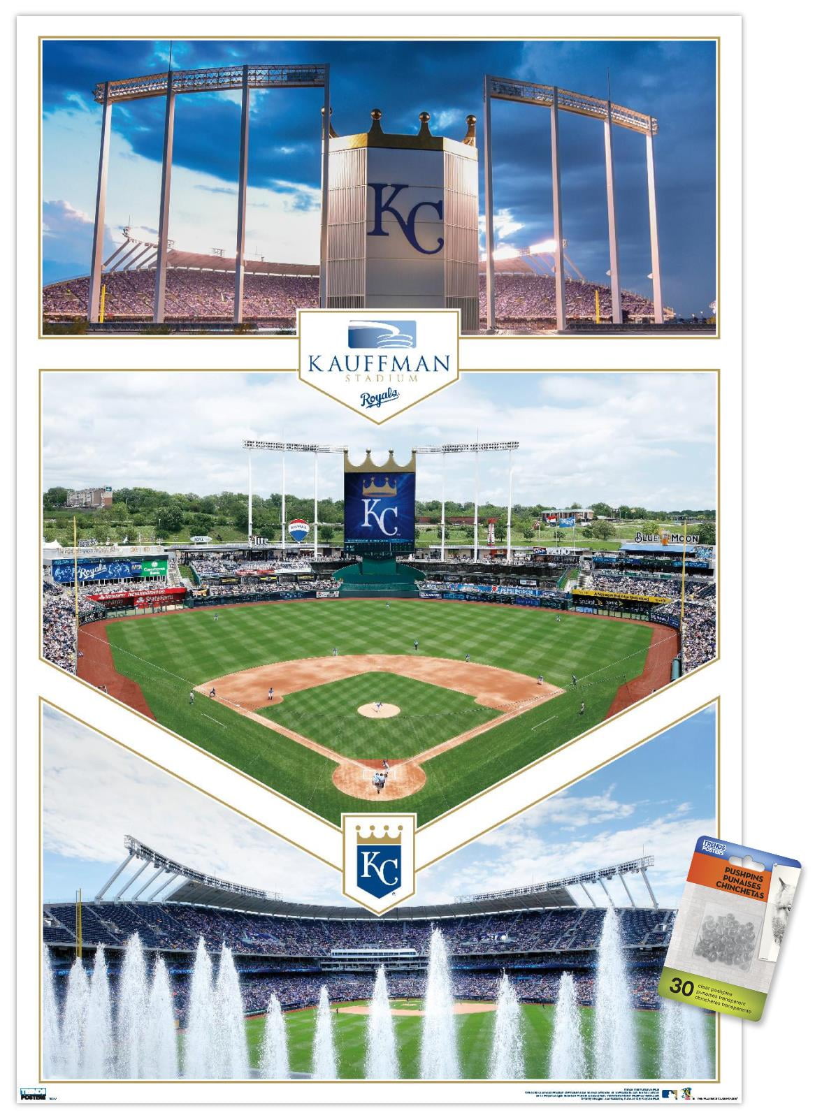 MLB Kansas City Royals - Kauffman Stadium 20 Wall Poster with Push Pins ...