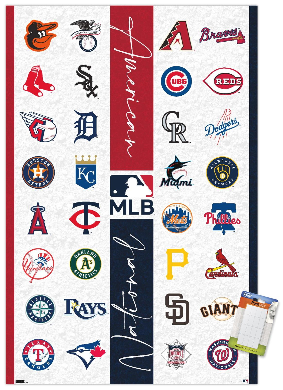 MLB League - Logos 23 Wall Poster, 14.725" x 22.375" - Walmart.com