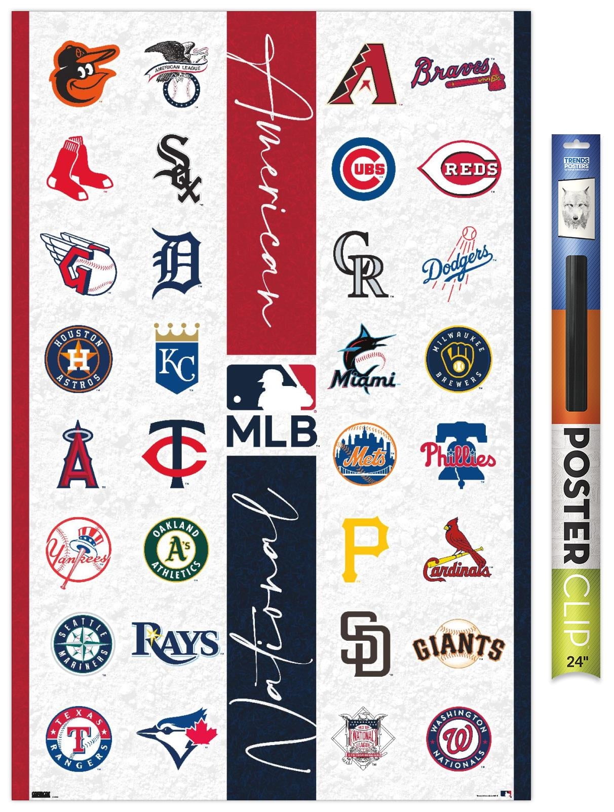 MLB League - Logos 23 Wall Poster, 22.375" x 34" - Walmart.com