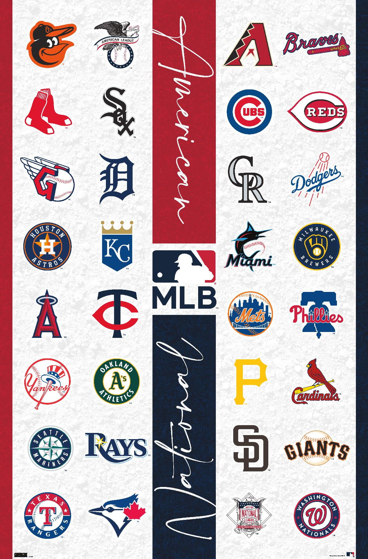 MLB League - Logos 23 Wall Poster, 22.375" x 34" - Walmart.com