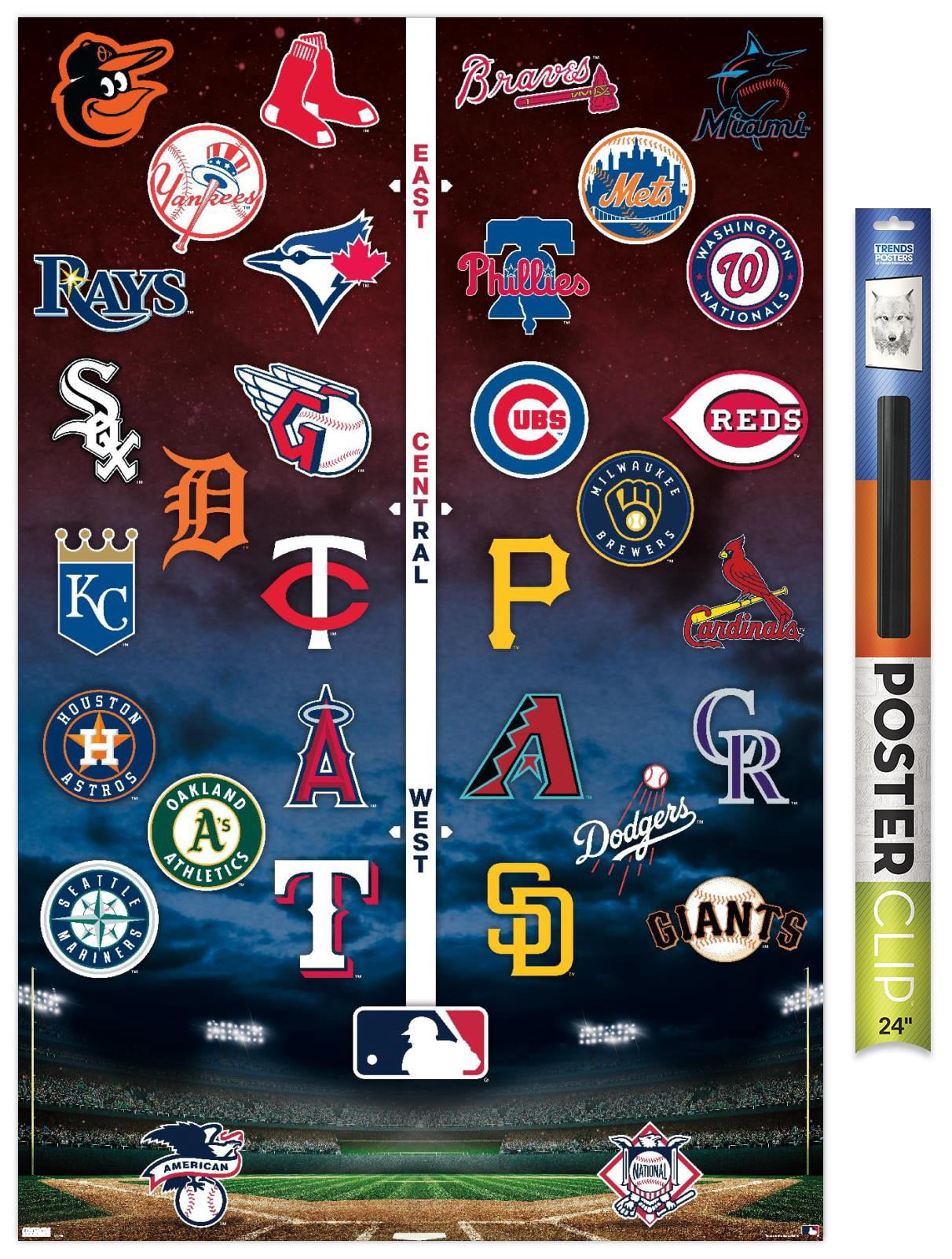 MLB League - Logos 24 Wall Poster, 22.375" x 34" - Walmart.com