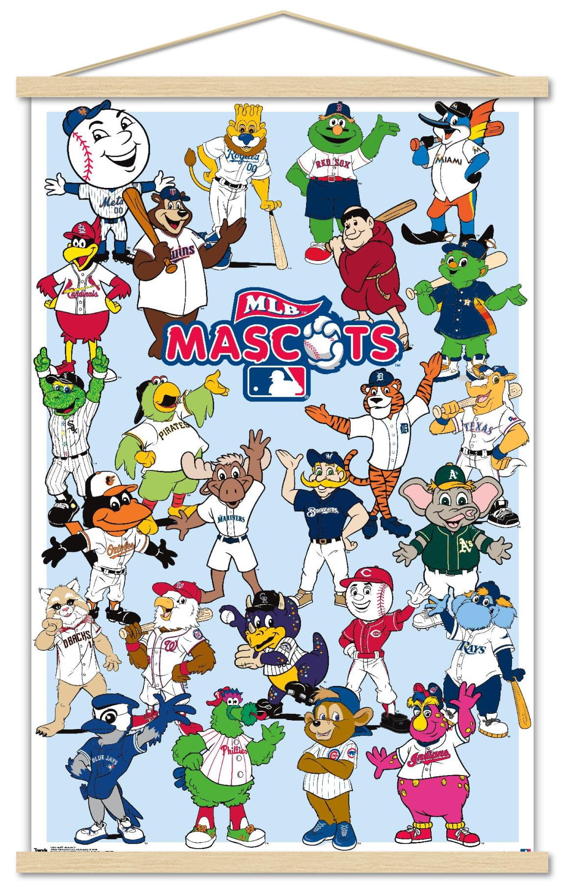 MLB League - Mascots 17 Wall Poster with Wooden Magnetic Frame, 22.375 ...