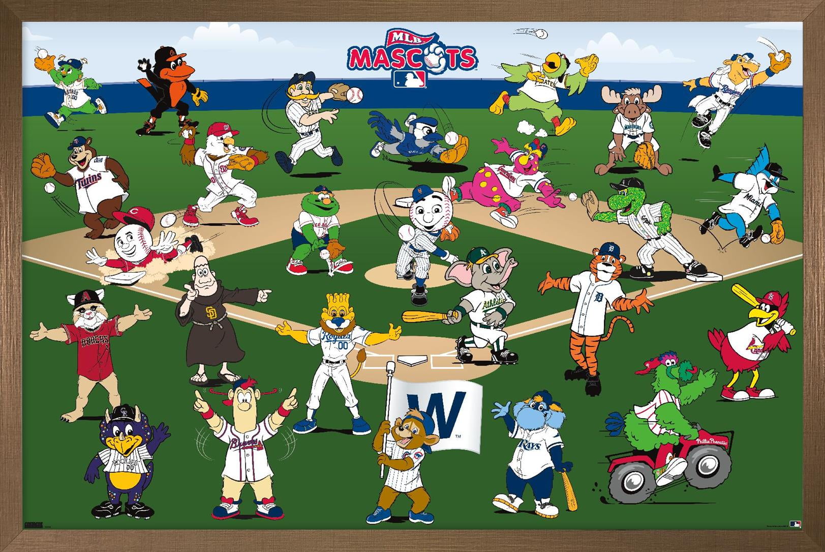 MLB League - Mascots 22 Wall Poster, 14.725" x 22.375" Framed - Walmart.com