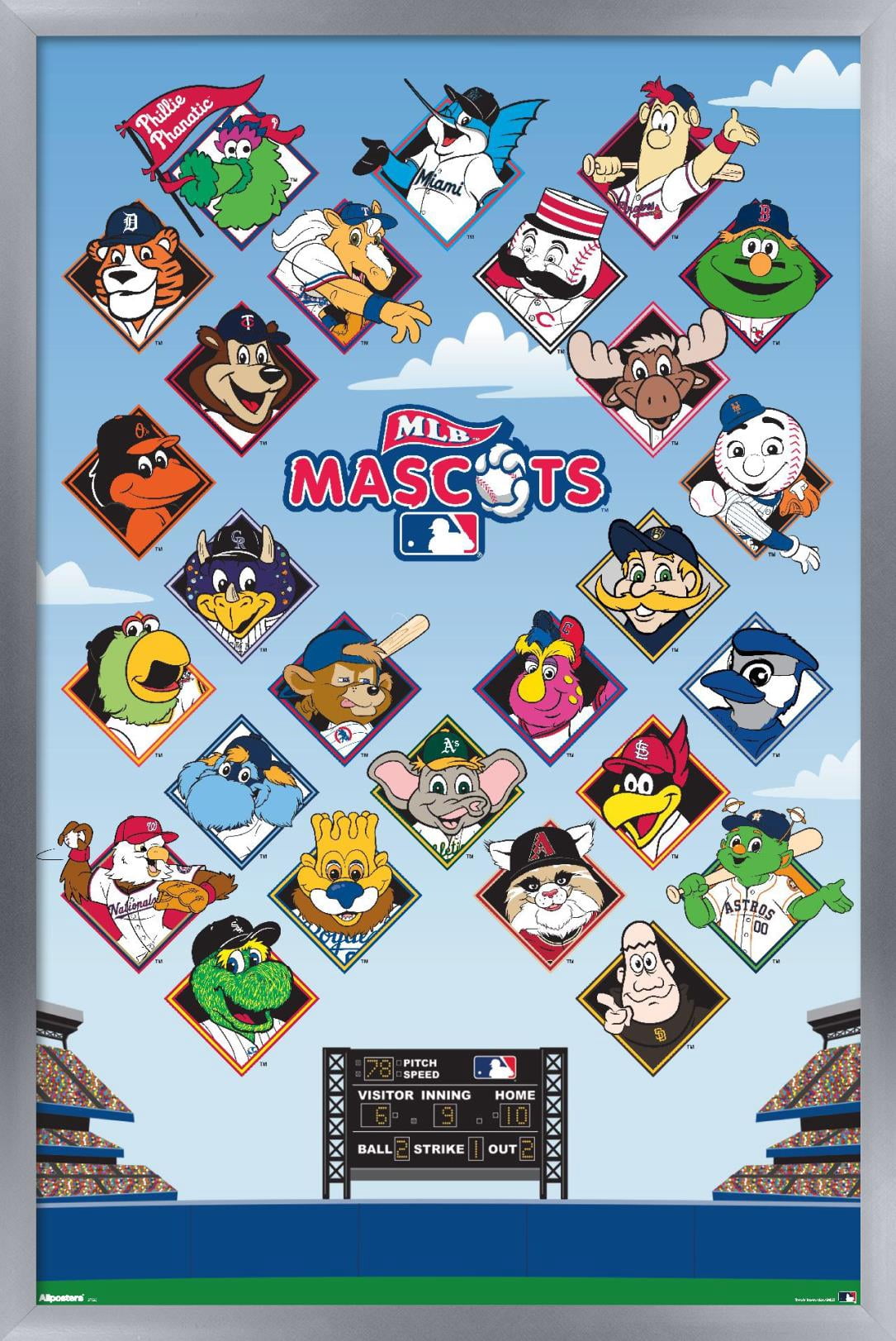 MLB League - Mascots 26 Wall Poster, 14.725" x 22.375" Framed - Walmart.com