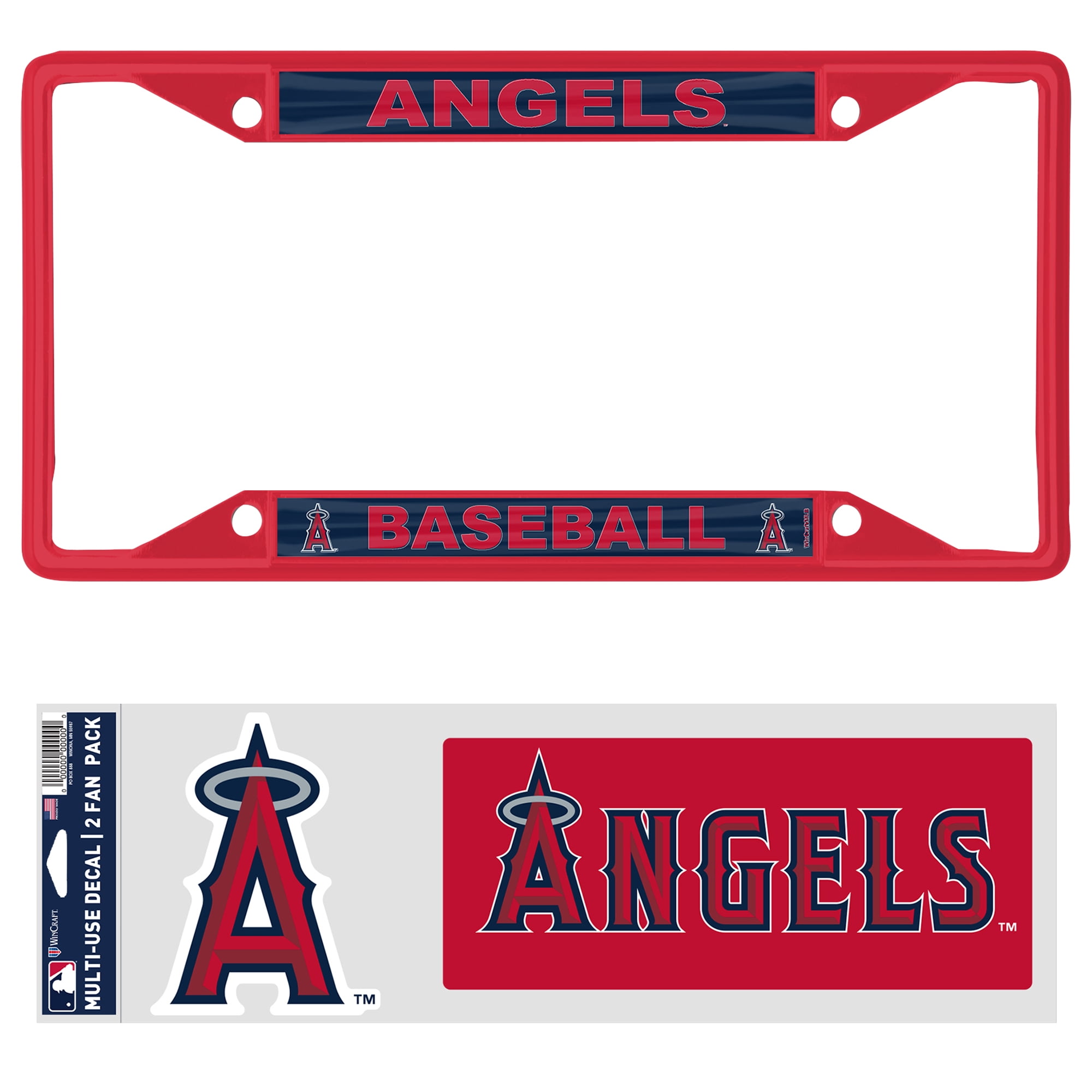 MLB Los Angeles Angels Team Colored Metal License Plate Frame with ...