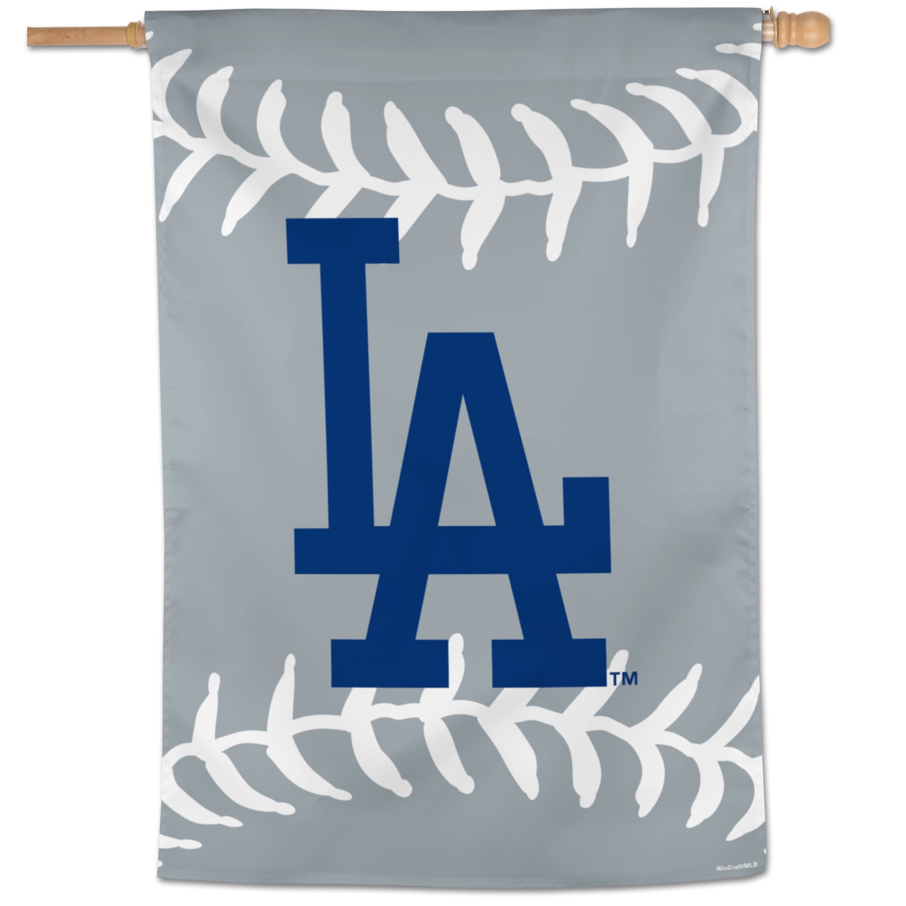 MLB Los Angeles Dodgers Team Logo with Baseball Seam Background 28" x ...