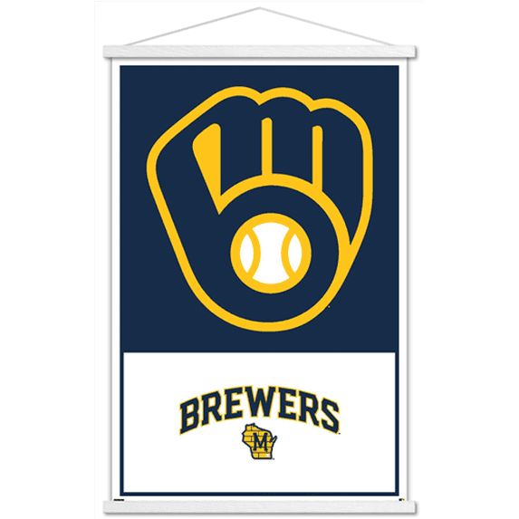 MLB Milwaukee Brewers - Logo 22 Wall Poster with Magnetic Frame, 22.375 ...