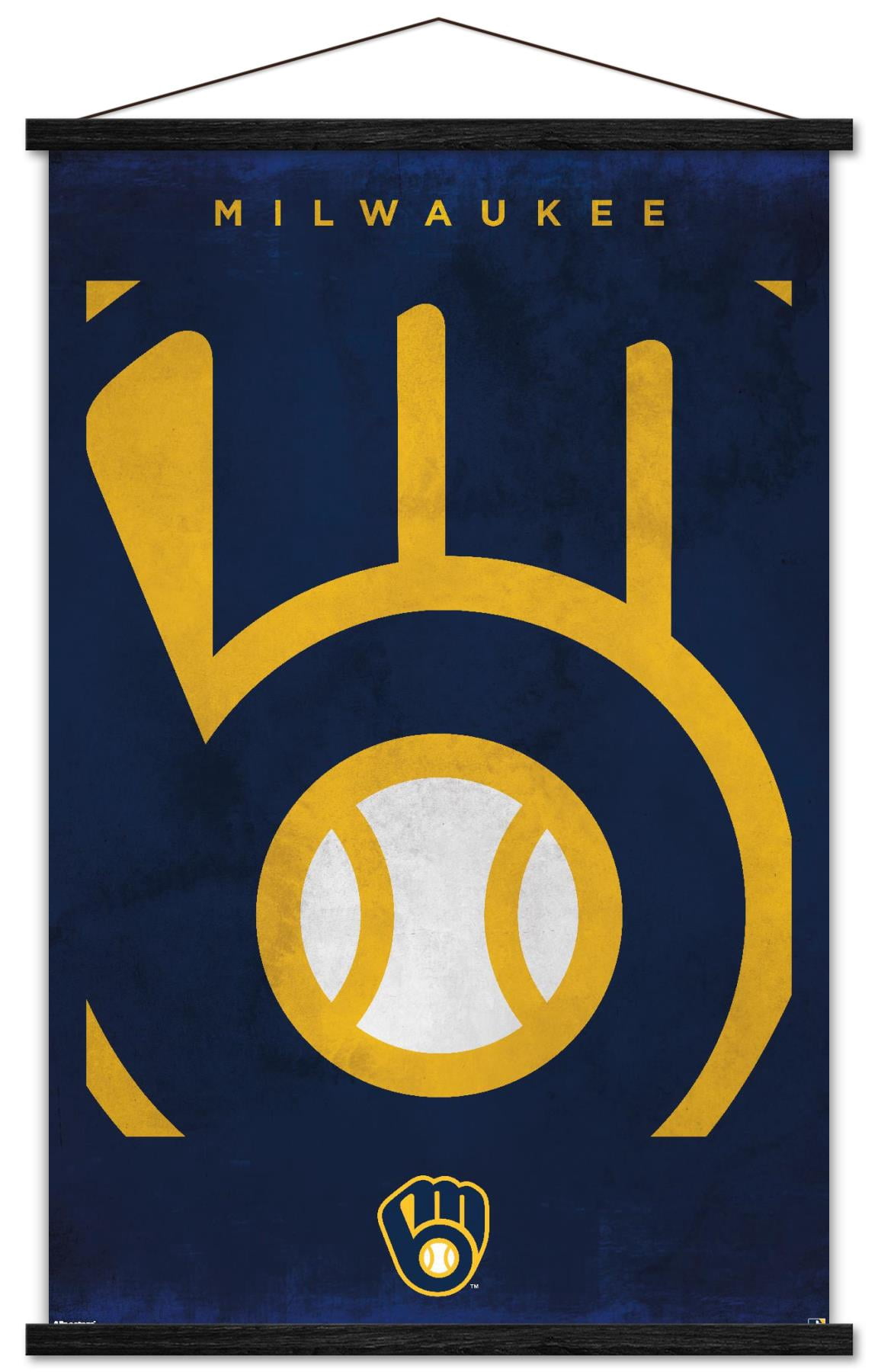 MLB Milwaukee Brewers - Logo 25 Wall Poster with Magnetic Frame, 22.375 ...