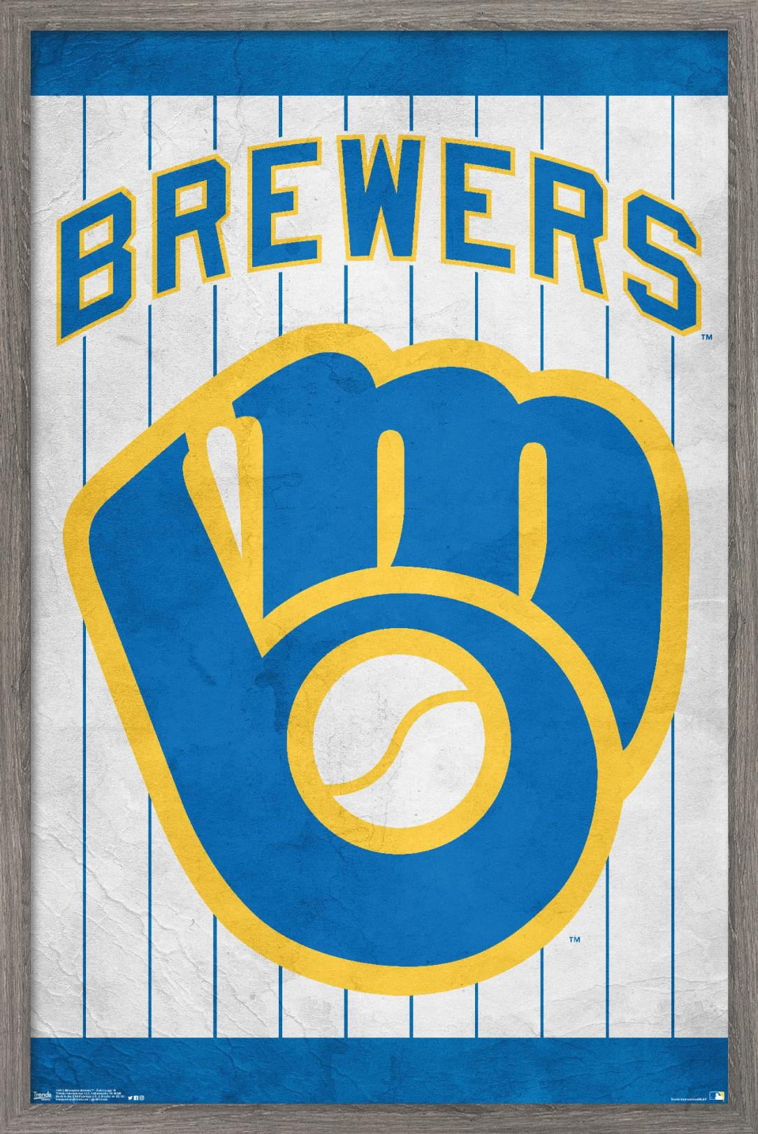 MLB Milwaukee Brewers - Retro Logo Wall Poster, 22.375" x 34", Framed ...